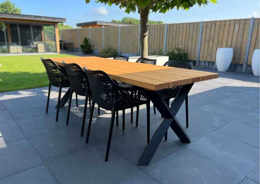 Tuintafel Dana | Diamant Poten Staal | Douglas Hout